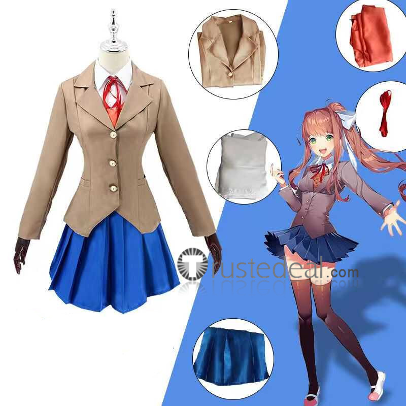 Doki Doki Literature Club Sayori Yuri Natsuki Monika School Uniform ...