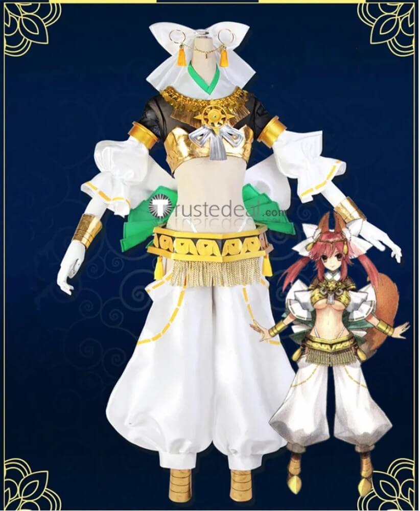 Fate Grand Order FGO Tamamo no Mae Amaterasu Golden White Face Cosplay ...