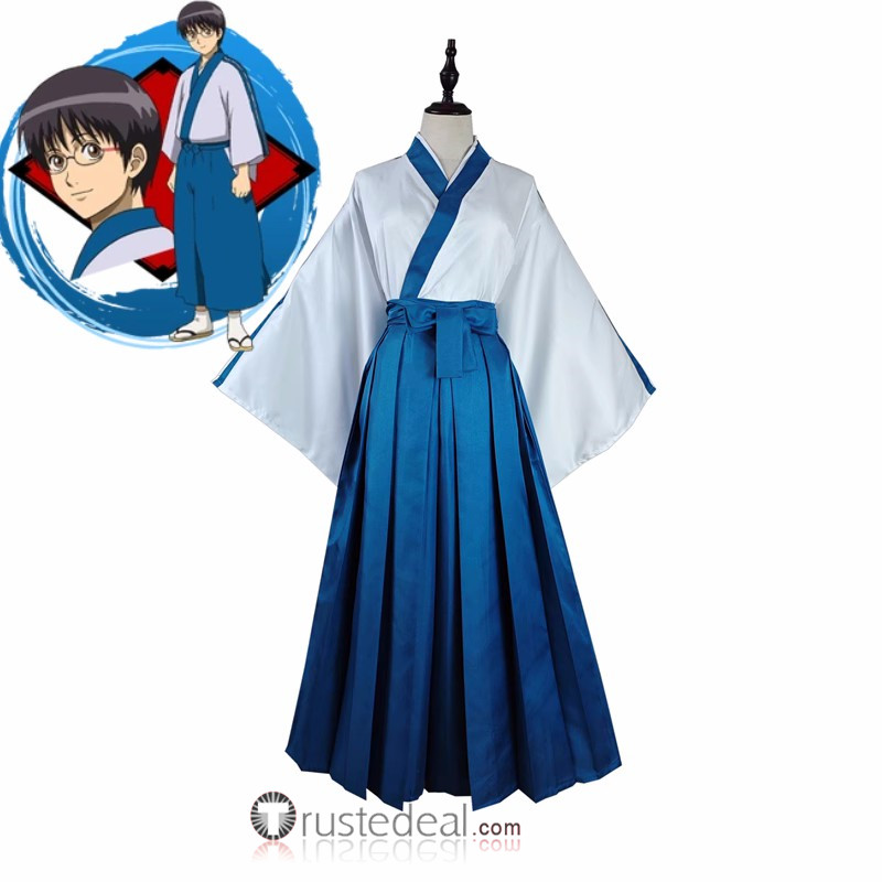 Gintama Shimura Shinpachi Blue Kimono Yukata Cosplay Costume