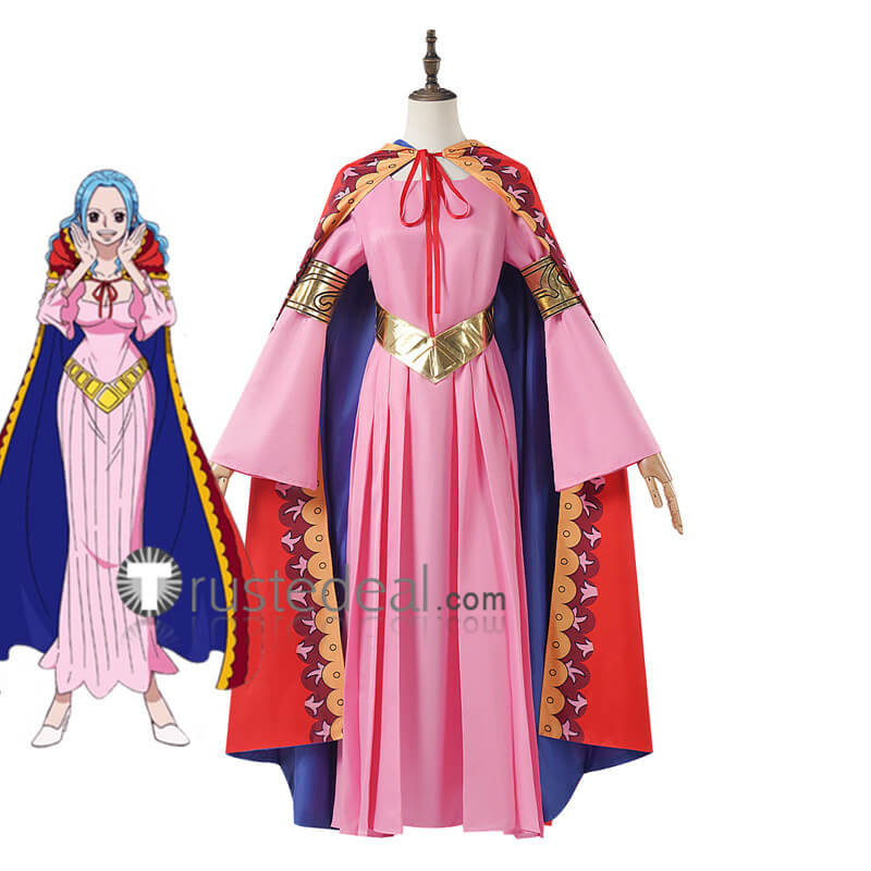 One Piece Alabasta Princess Nefertari Vivi Pink Red Cosplay Costume ...