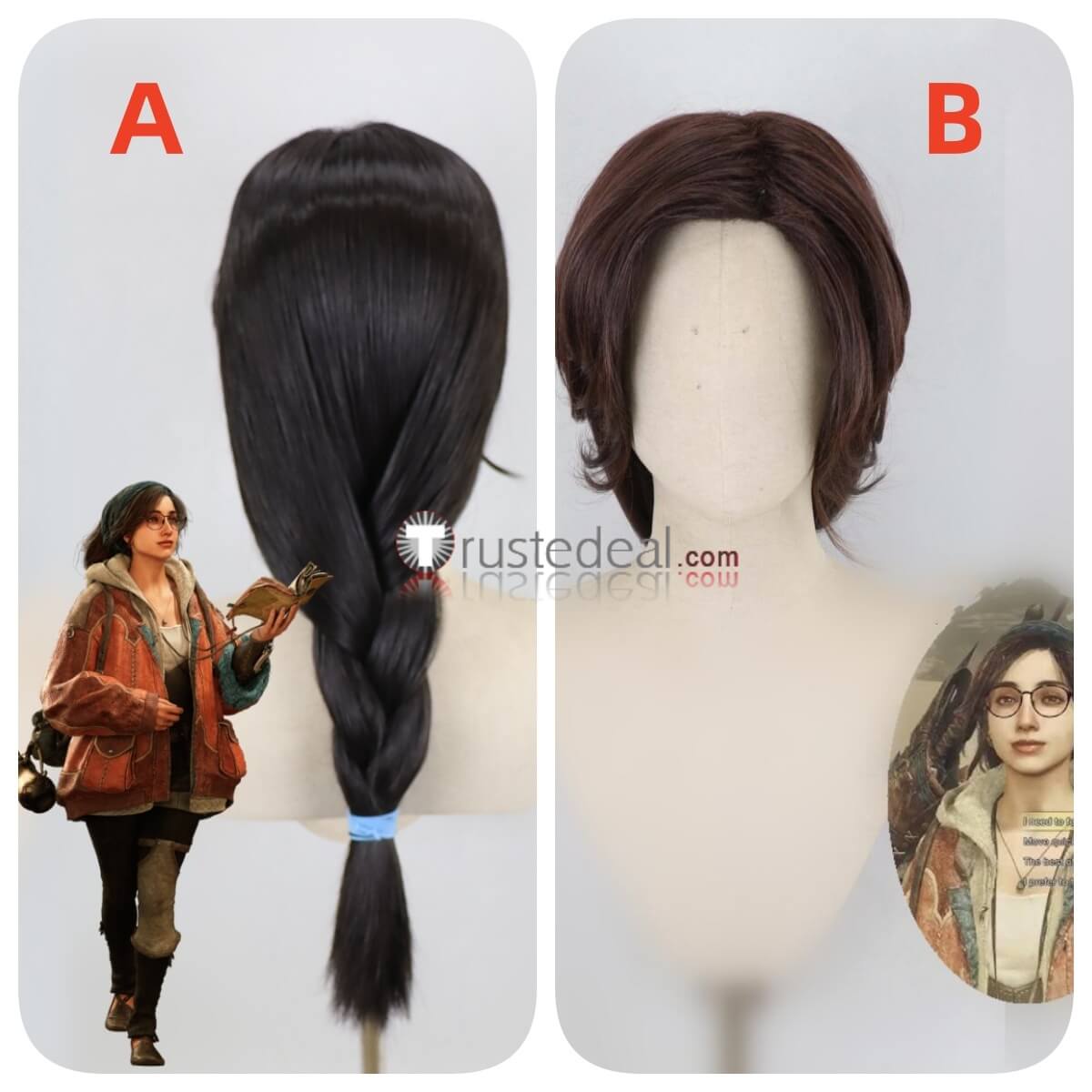 Monster Hunter Alma Brown Black Styled Cosplay Wig
