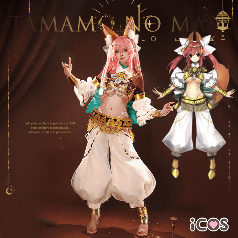 Fate Grand Order FGO Tamamo no Mae Amaterasu Golden White Face Cosplay ...