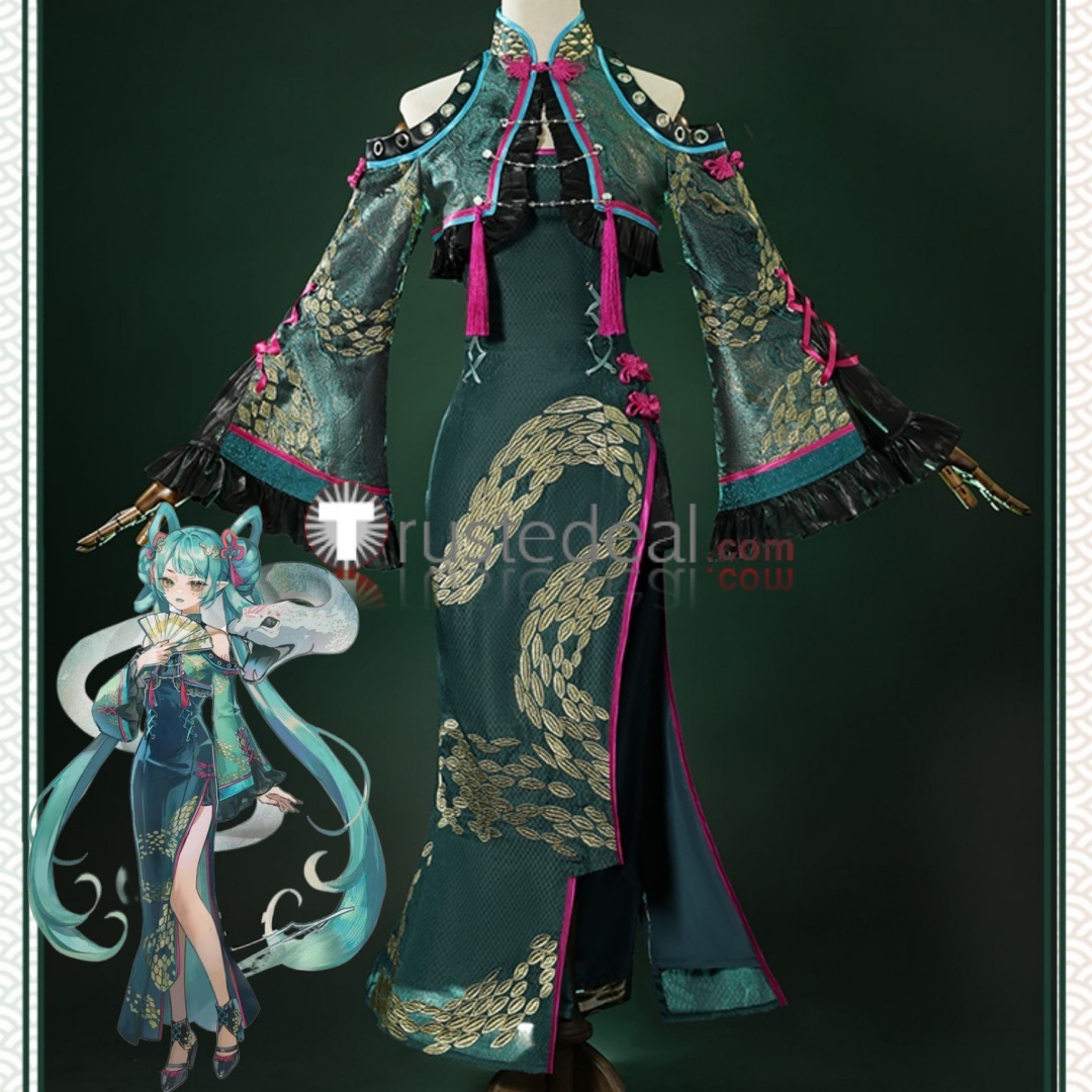 Vocaloid Miku The Year of Snake Hanfu Cheongsam Dark Green Cosplay Costume