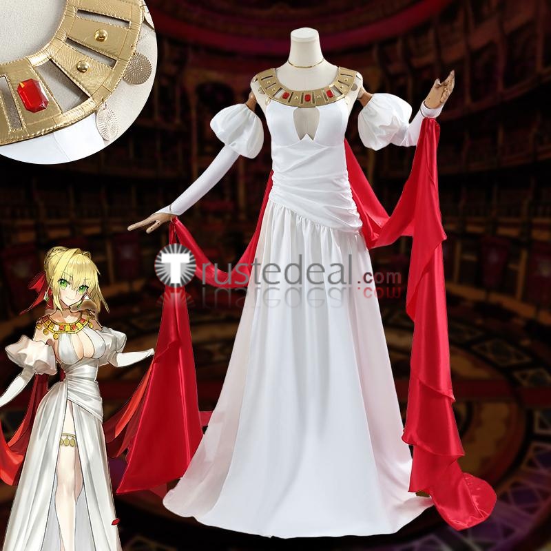 Fate Grand Order FGO Saber Venus Silk Nero Claudius Formal Dress White ...