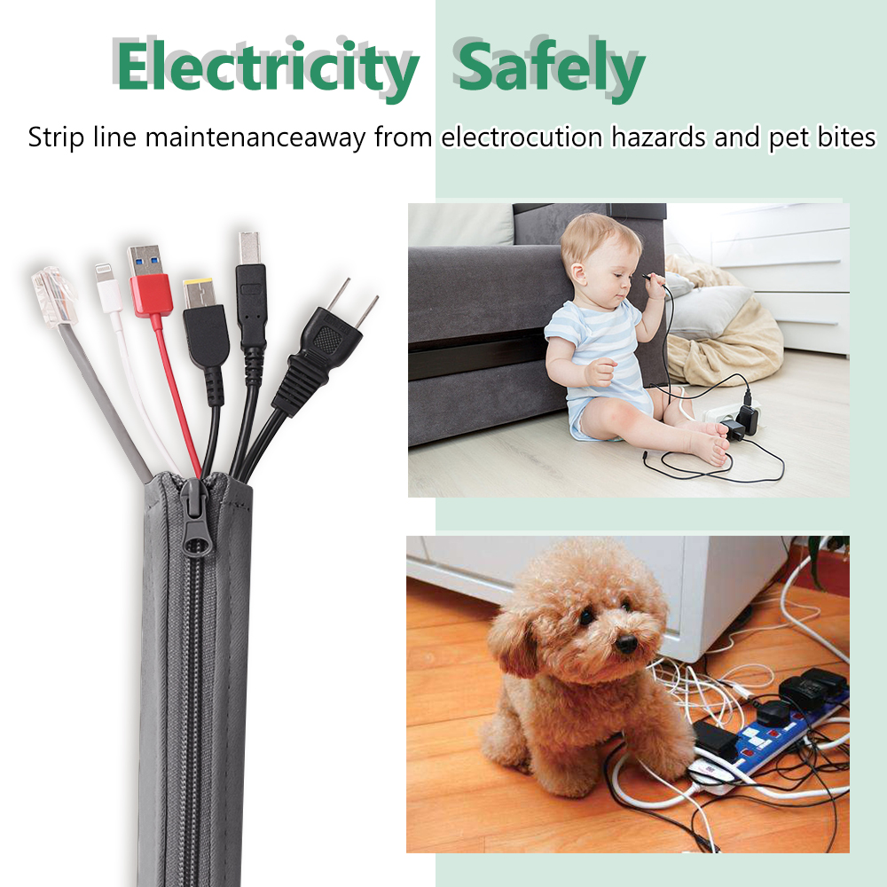 Cable Management Sleeve Organizer - 19 Inch Home and Office Zip-up ...