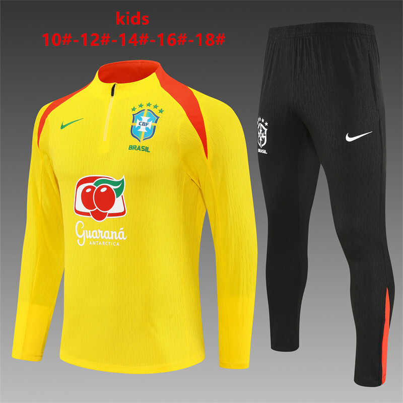 Kids Player Version Brazil Training Tracksuits 25/26 Football Kit ...