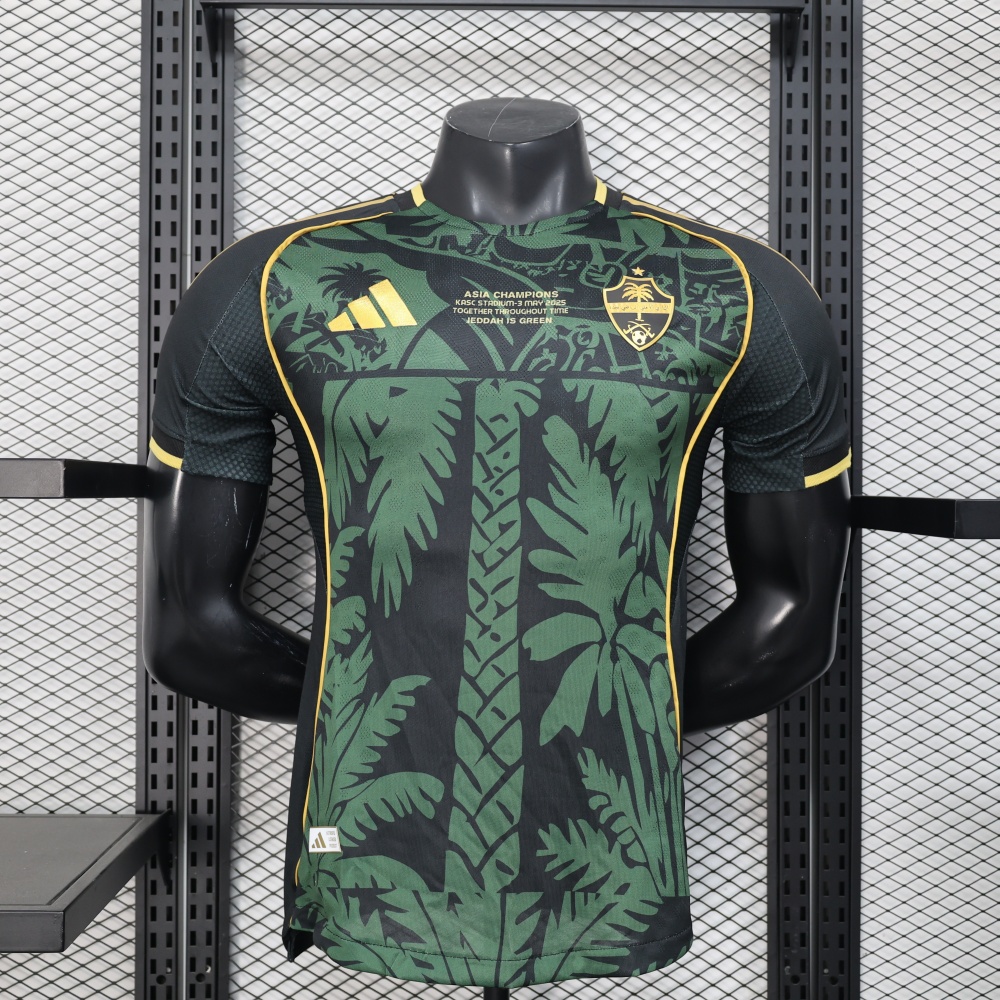 Player Version Al-Ahli Jeddah Jersey 25/26 Black Green Football Kit ...
