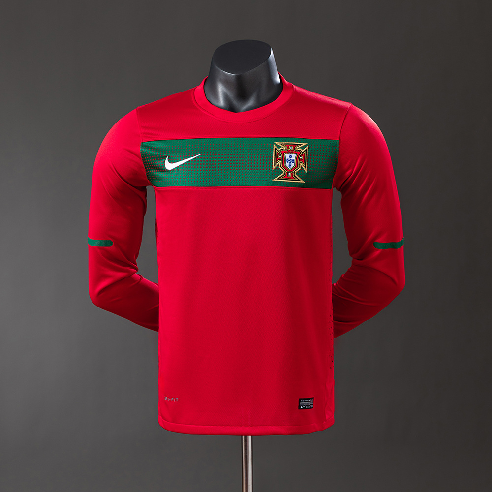 Portugal Jersey 2010 Home Retro Football Kit Long Sleeves Player ...