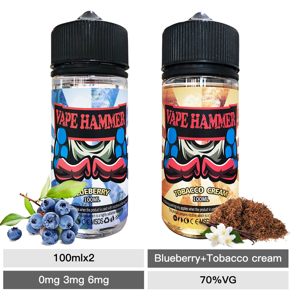 Cheap 2x100ml E Vaping Liquid Tobacco Cream & Blueberry Vape Juice Pack ...