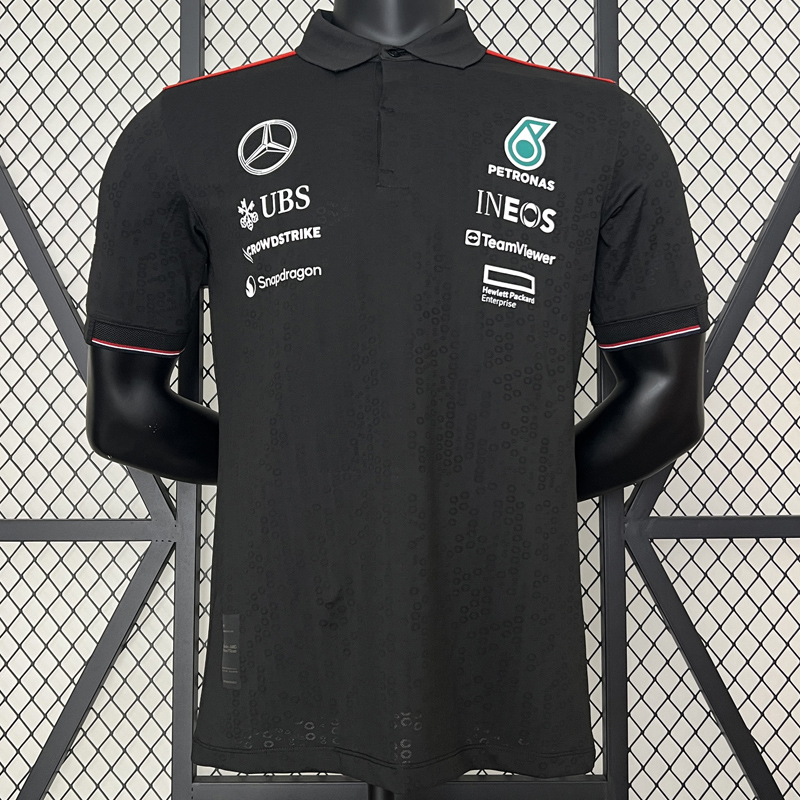 US$ 26.00 - 2024 F1 Mercedes Black Polo Racing Suit (有领) - www.spfoot1.com