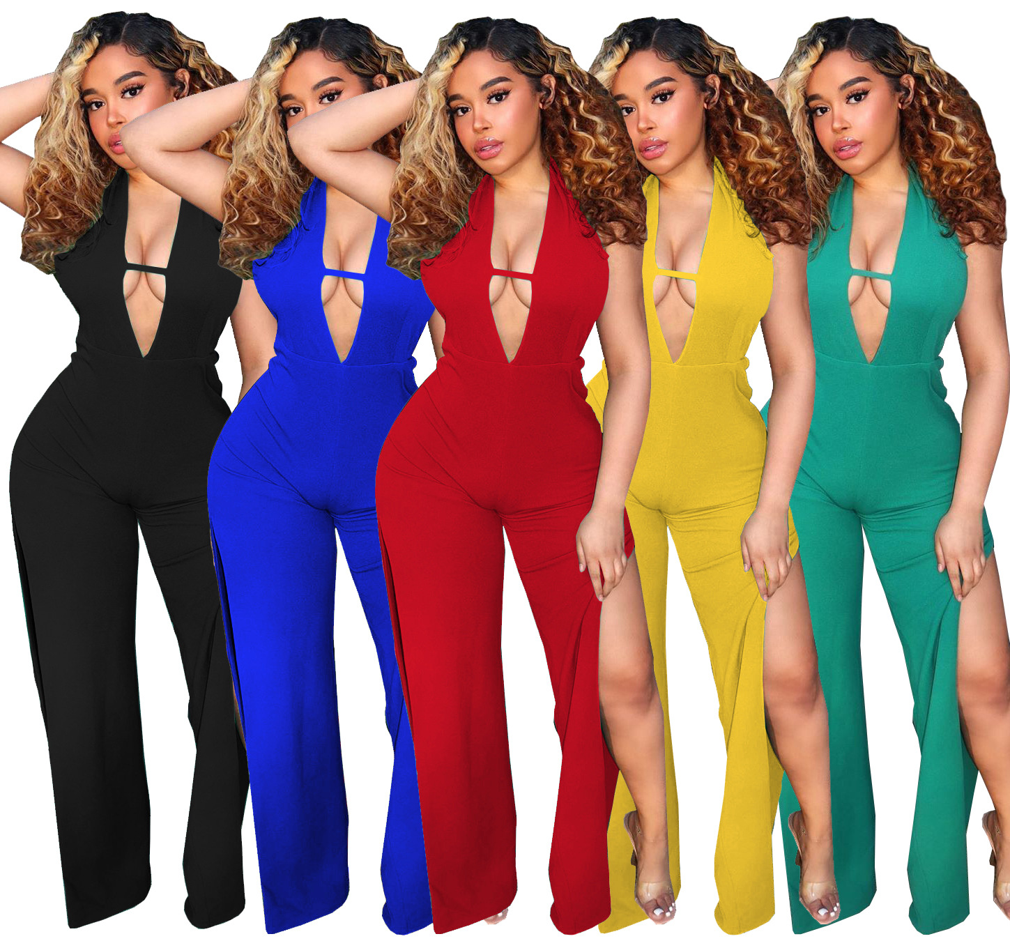 Sexy tube top halterless jumpsuit BN7082