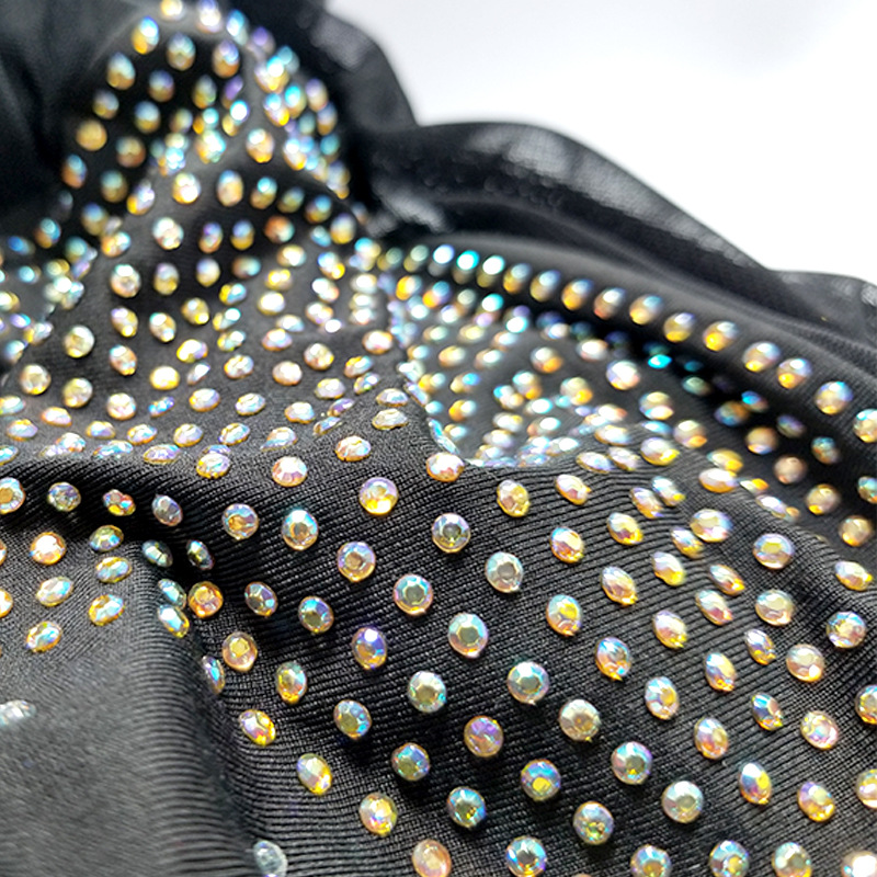 Club Perspective Mesh Patchwork Rhinestone Bodycon Dress XZ3281