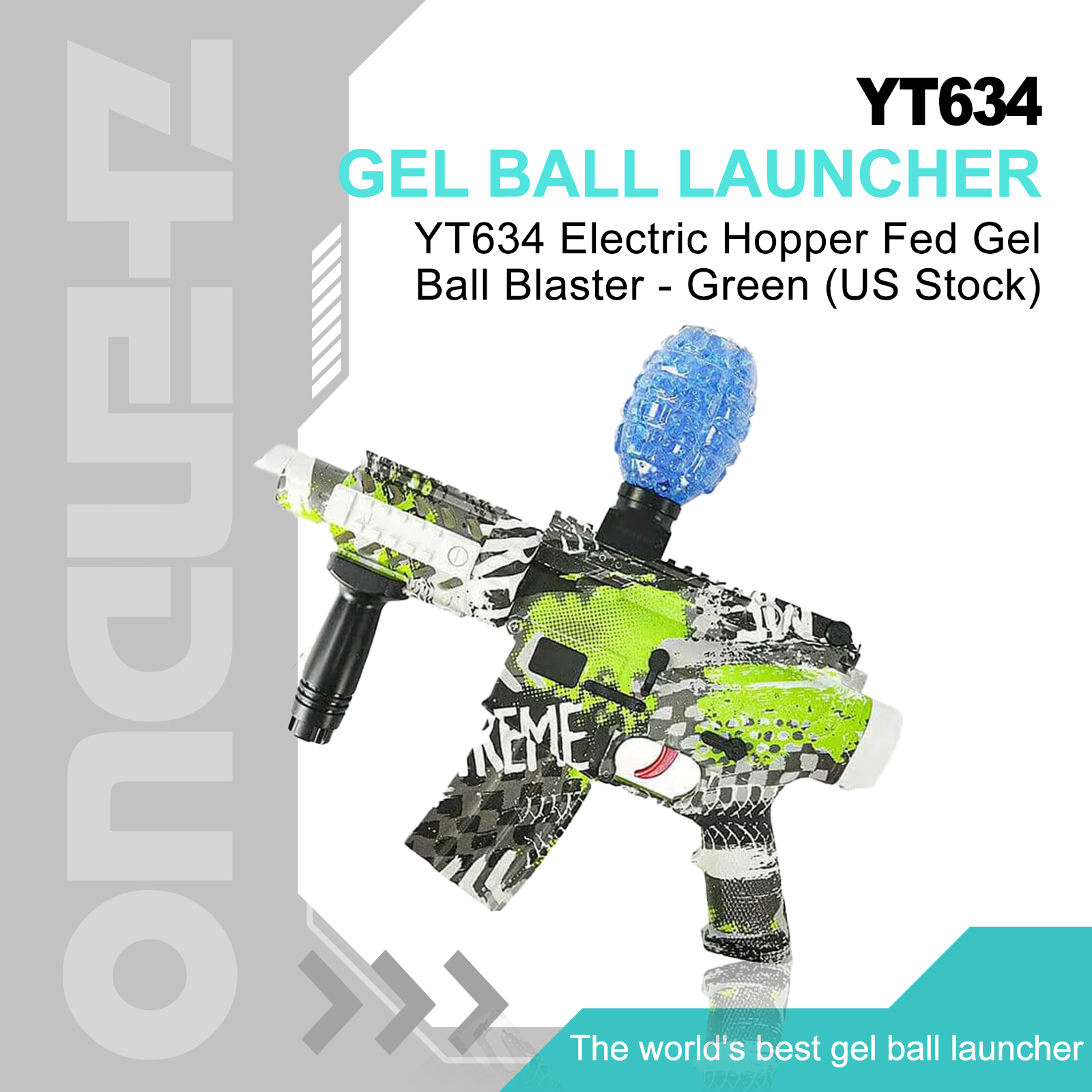 YT634 Gel Ball Blaster | Electric Hopper-Fed | Green | US Stock