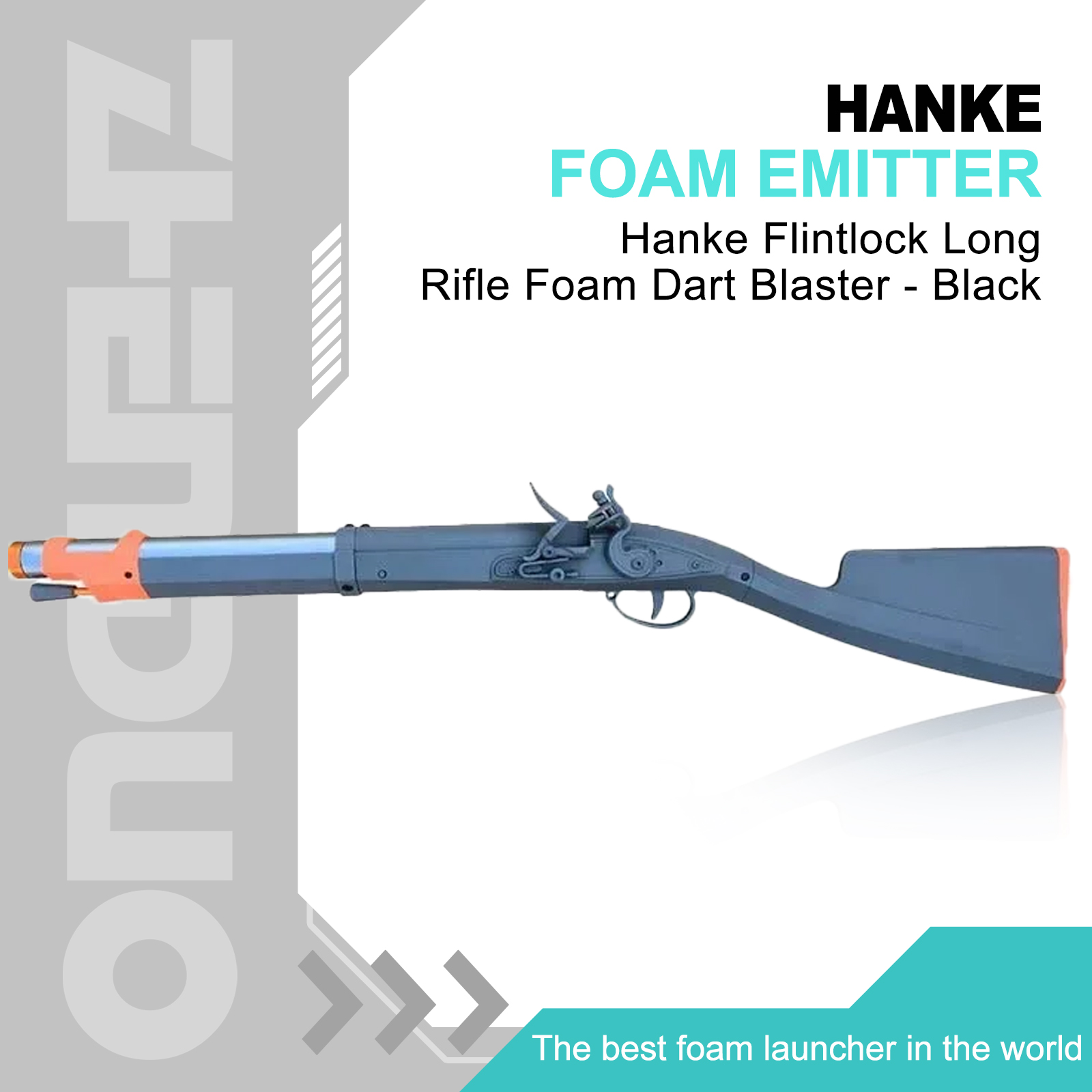 Hanke Flintlock Long Rifle Foam Dart Blaster | Black | Fun Toy