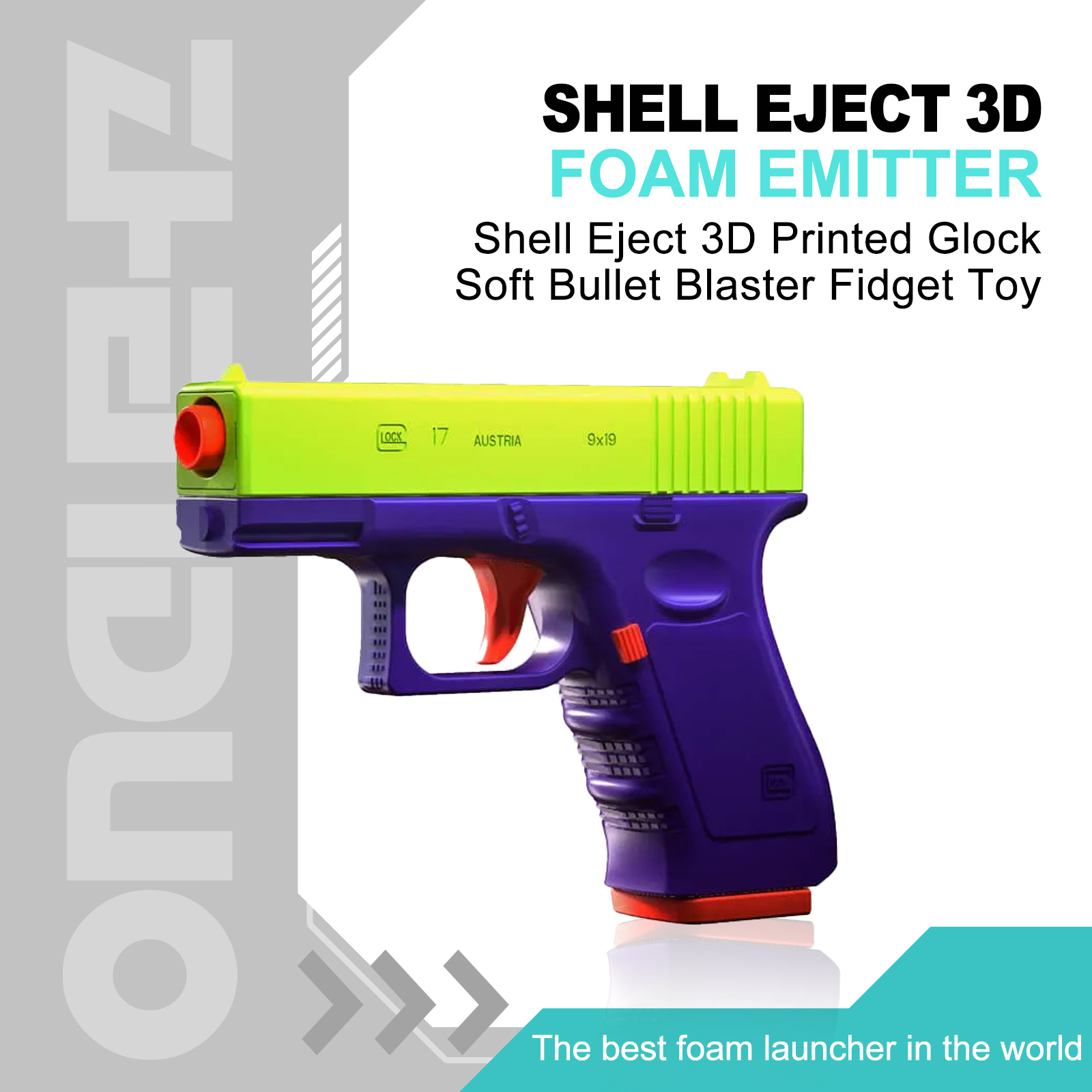 Shell Eject 3D Printed Glock Soft Bullet Blaster | Fidget Toy
