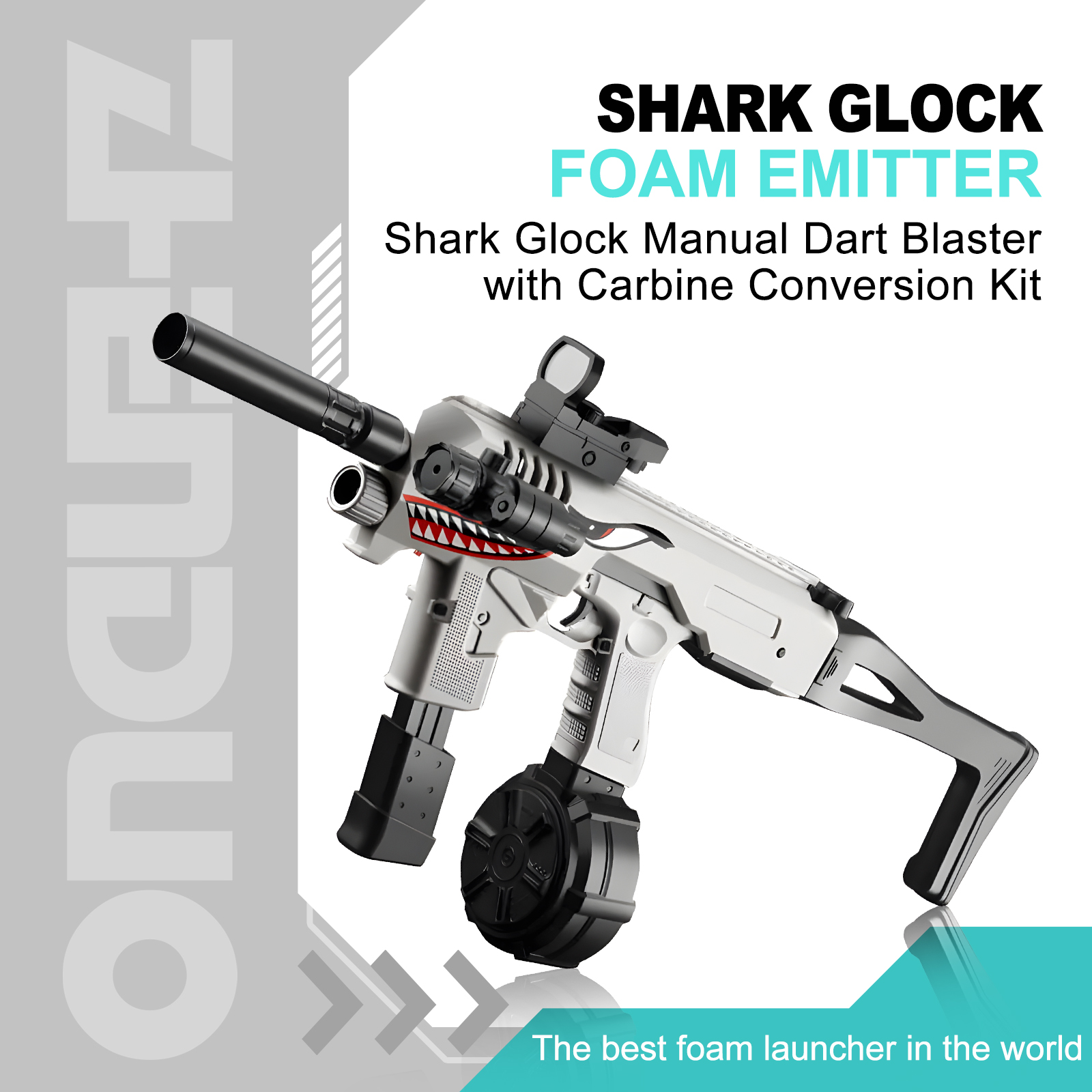 Shark Glock Dart Blaster with Carbine Kit | Manual Toy Gun