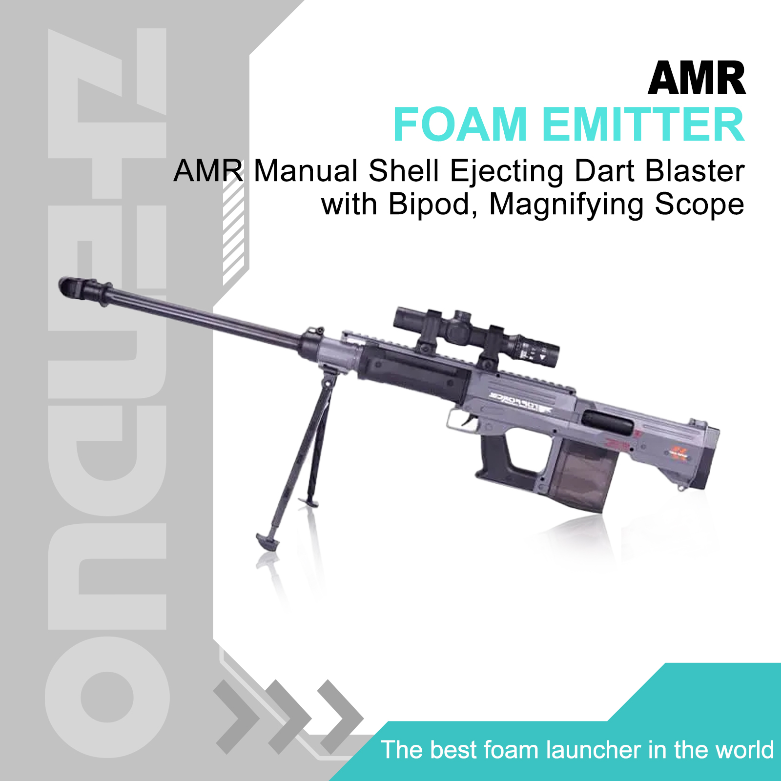AMR Shell Ejecting Dart Blaster | Bipod | Magnifying Scope