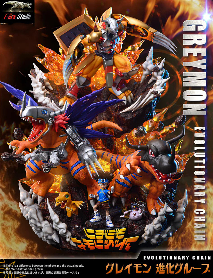 【In Stock】T-Rex Studio Digimon GREYMON Evolutionary chain Resin Statue