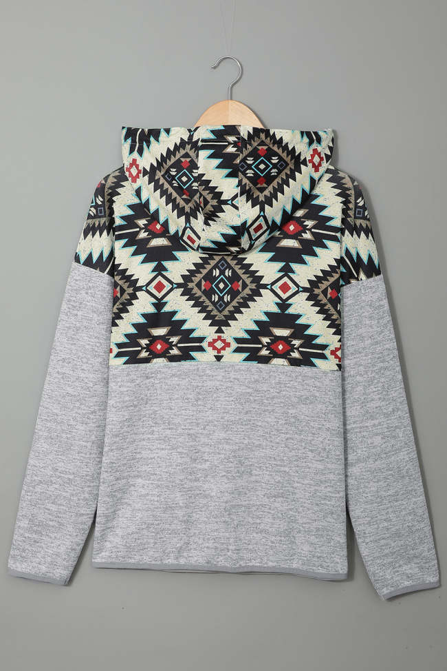 Us 29 99 Aztec Tribal Geometric Print Hoodies With Pocket