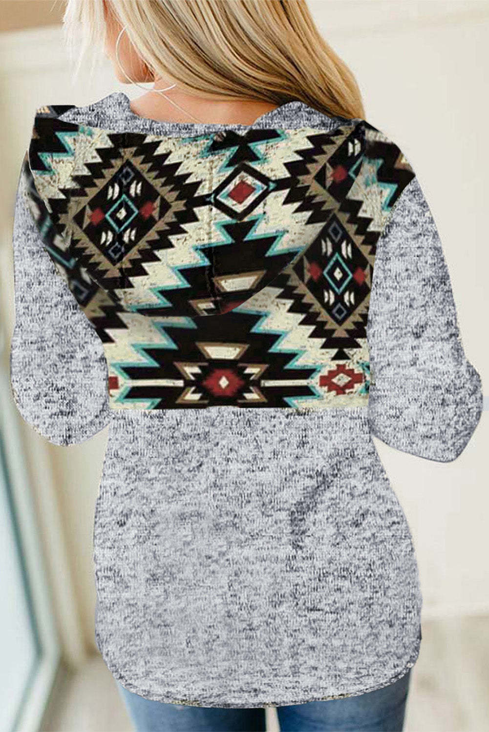 Us 23 99 Aztec Tribal Geometric Print Hoodies With Pocket