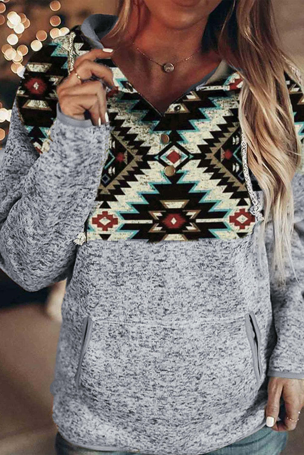 Us 29 99 Aztec Tribal Geometric Print Hoodies With Pocket