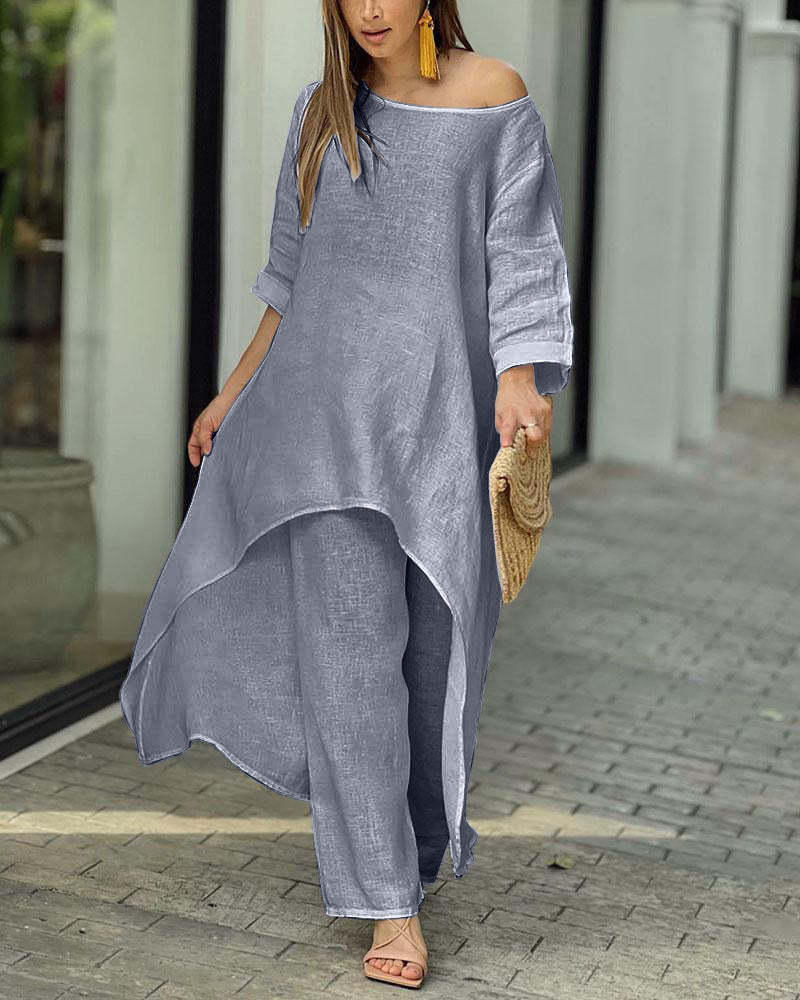 Us 39 99 Solid Color Casual Two Piece Suit Womens Fall Outfit Set