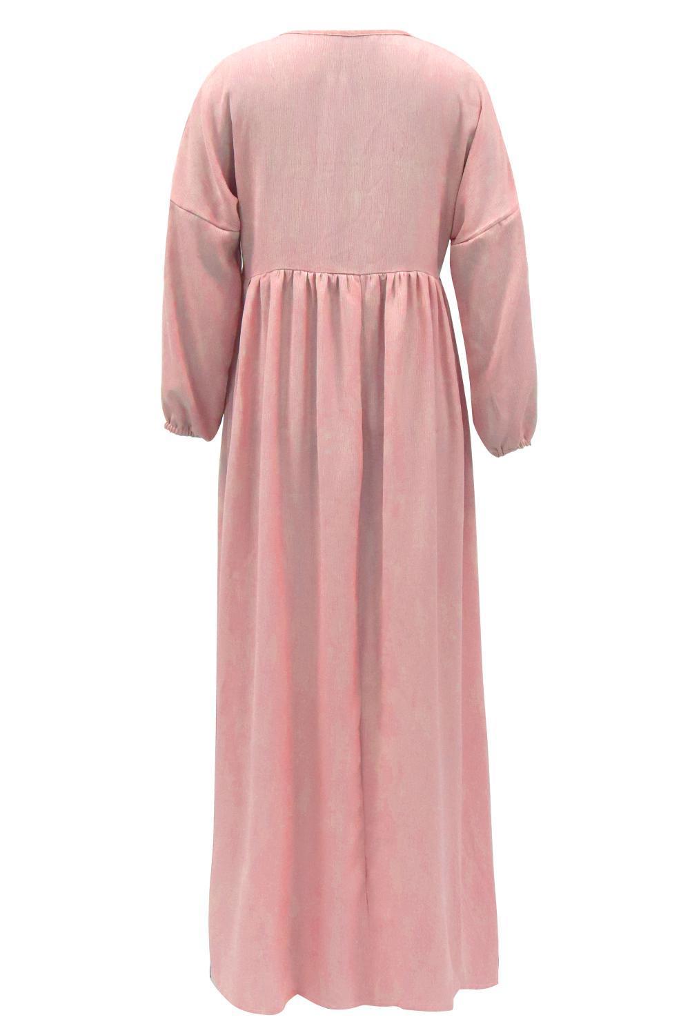 Us 3689 Womens Holiday Dress Low V Neck Long Sleeve Loose Swing Maxi Beach Dress