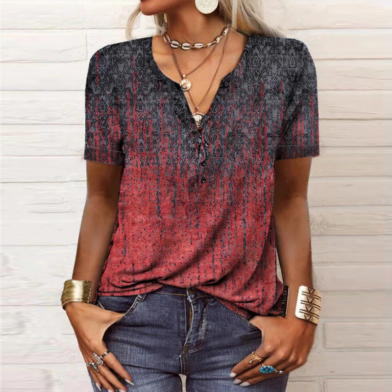 Us 19 89 Womens Summer Tops V Neck Short Sleeve Floral Print Retro