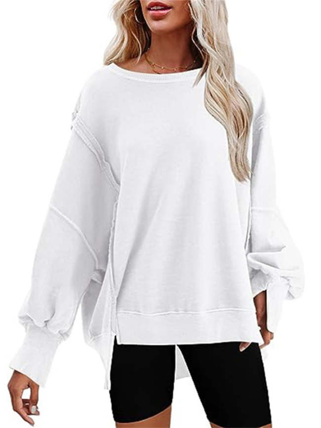 Us 36 99 Womens Oversized Crew Neck Side Slit Street Sweatshirt