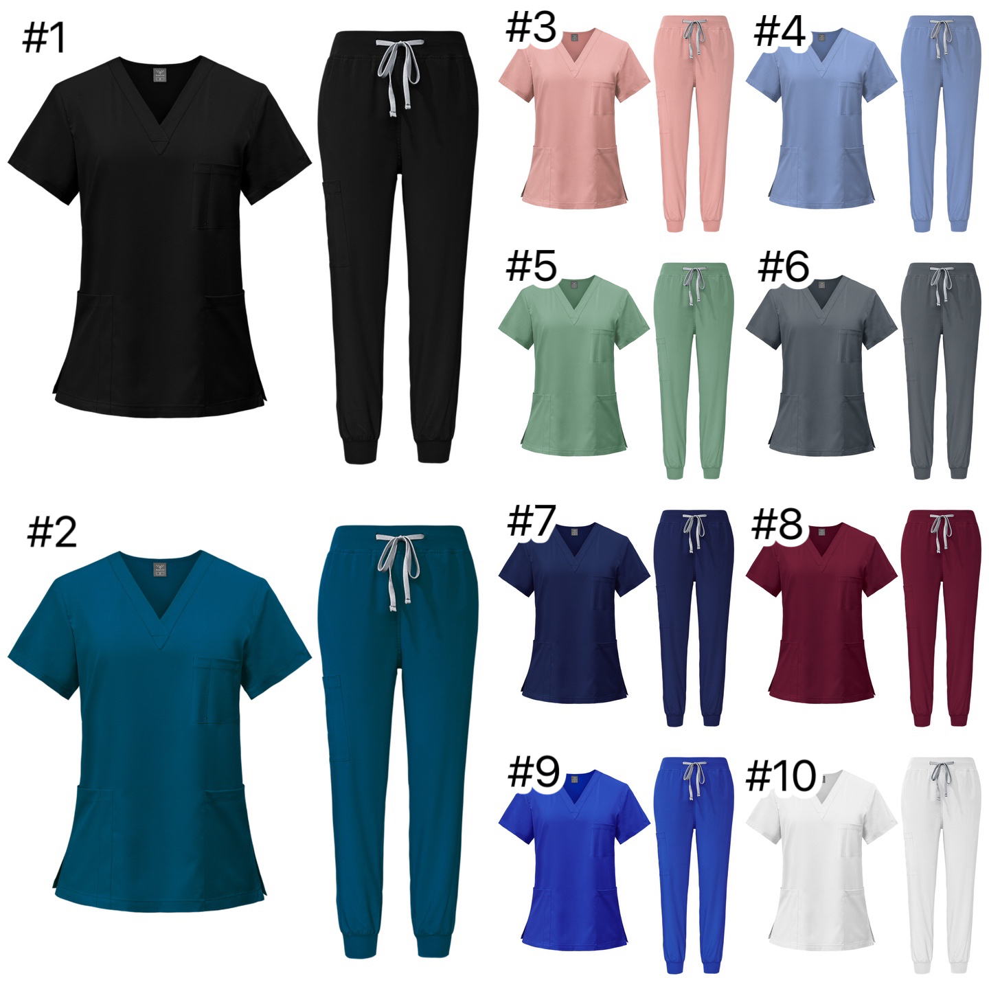 US$ 13.00 - Women Scrubs Uniforms Set #NOO - www.annwholesale.com