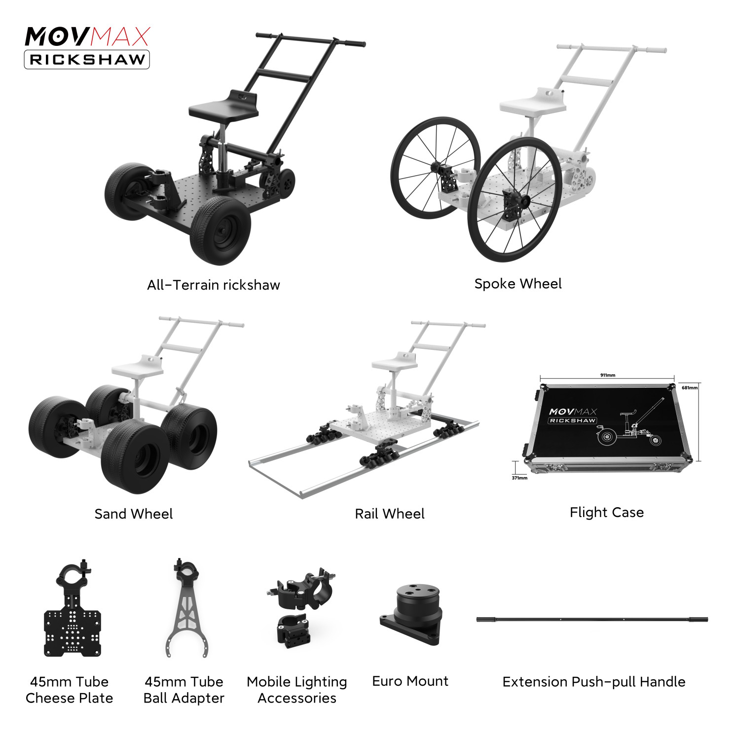 MOVMAX All-terrain Rickshaw Combo Package (Included 4 wheel modes ...