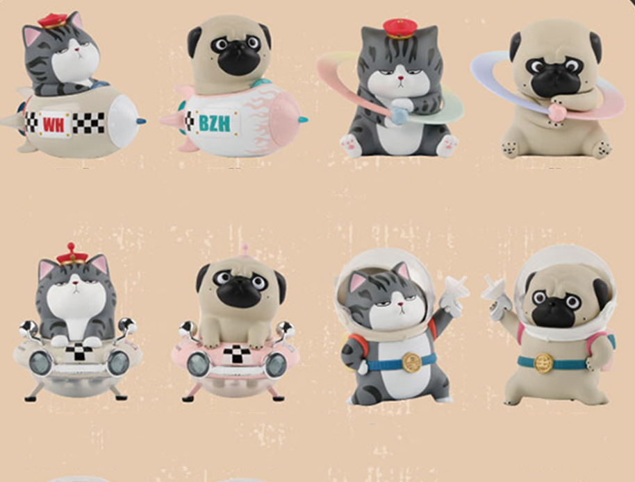 US$ 25.00 - Cute Animals Pug and Kitty 6-8 Height Blind Box Model Kit ...