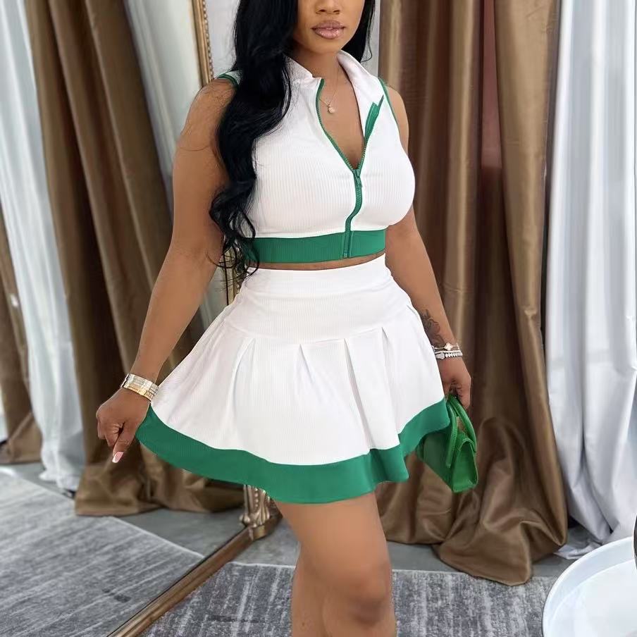 US$ 9.30 ~ US$ 10.00 - Rib Casual 2 Piece Mini Skirt Matching Set - www ...