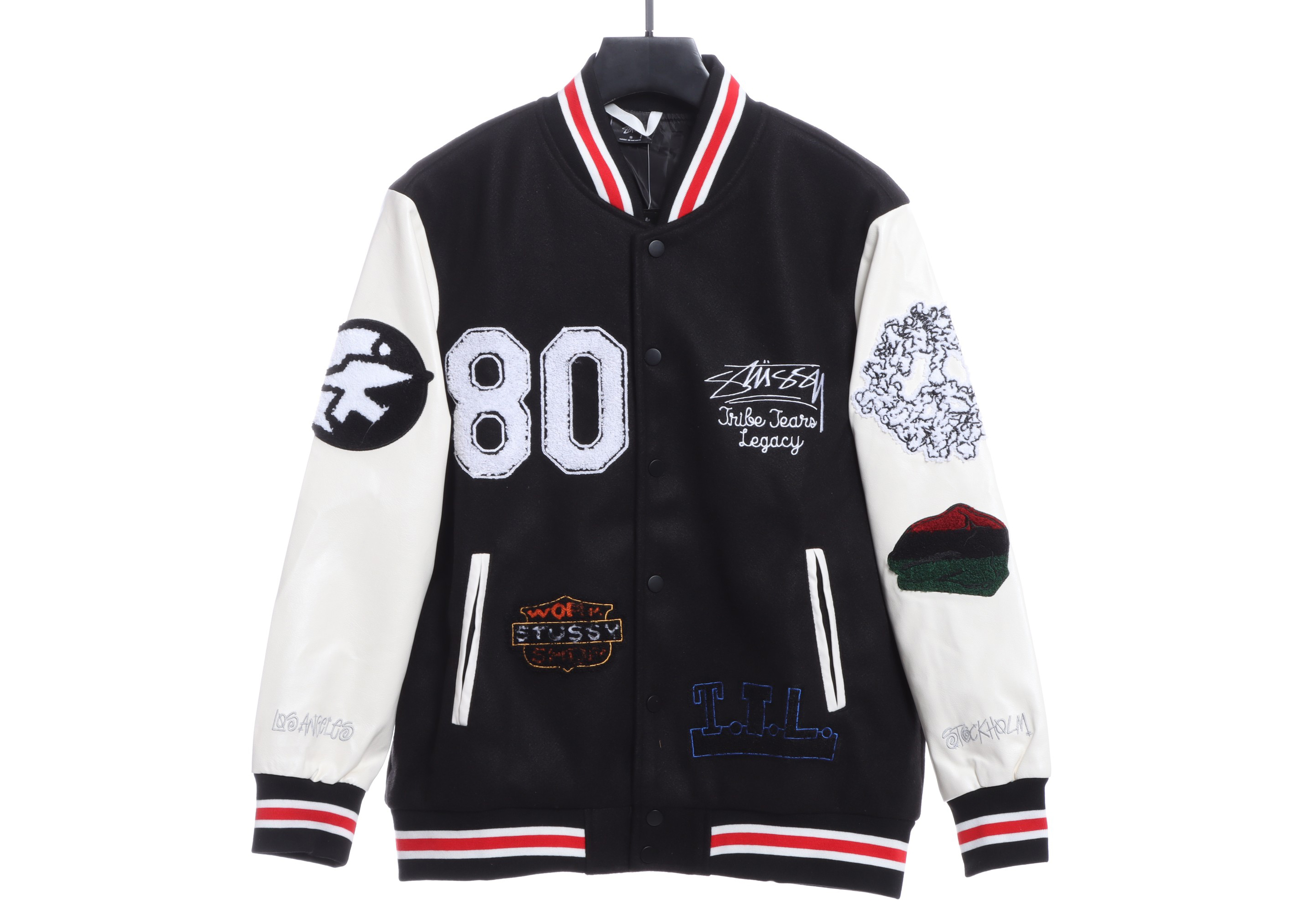 US$ 110.00 - STUSSY 80 Heavyweight Paneled Baseball Jacket - www ...