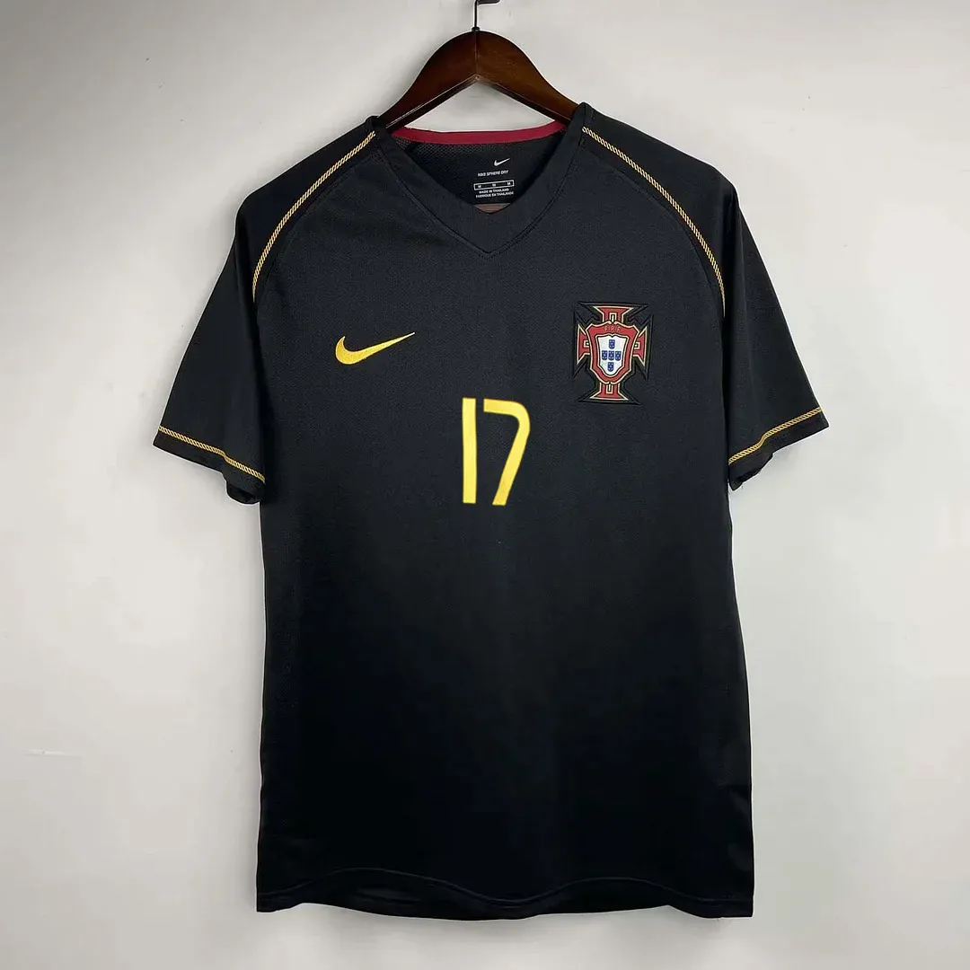 2006 Portugal Away Black Retro Soccer jersey | SPORTS211