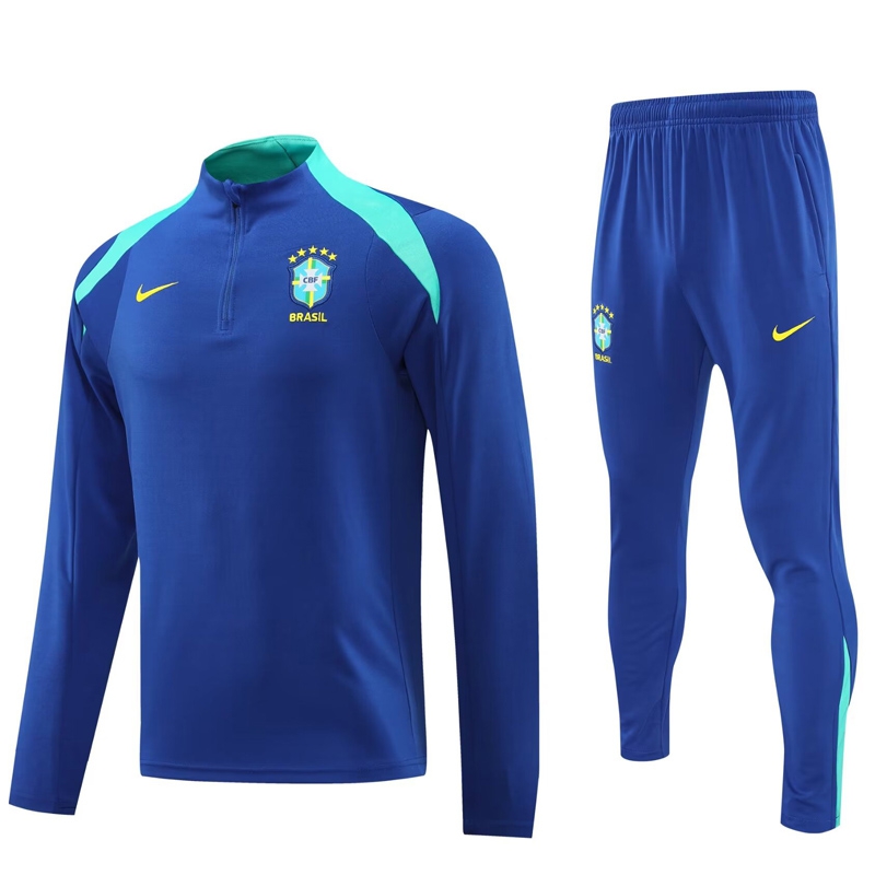 2024 Brazil Blue Half Pull Tracksuit | SPORTS211