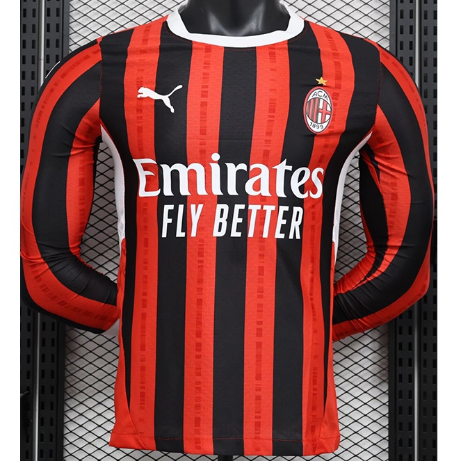 [PLAYER] 2024/25 ACM Home Red Player Long Sleeve Soccer jersey | SPORTS211