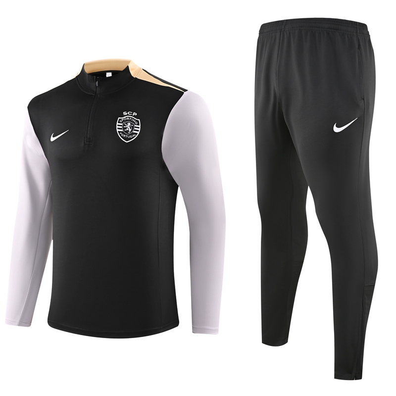 2024/25 Sporting CP Black Half Pull Tracksuit | SPORTS211