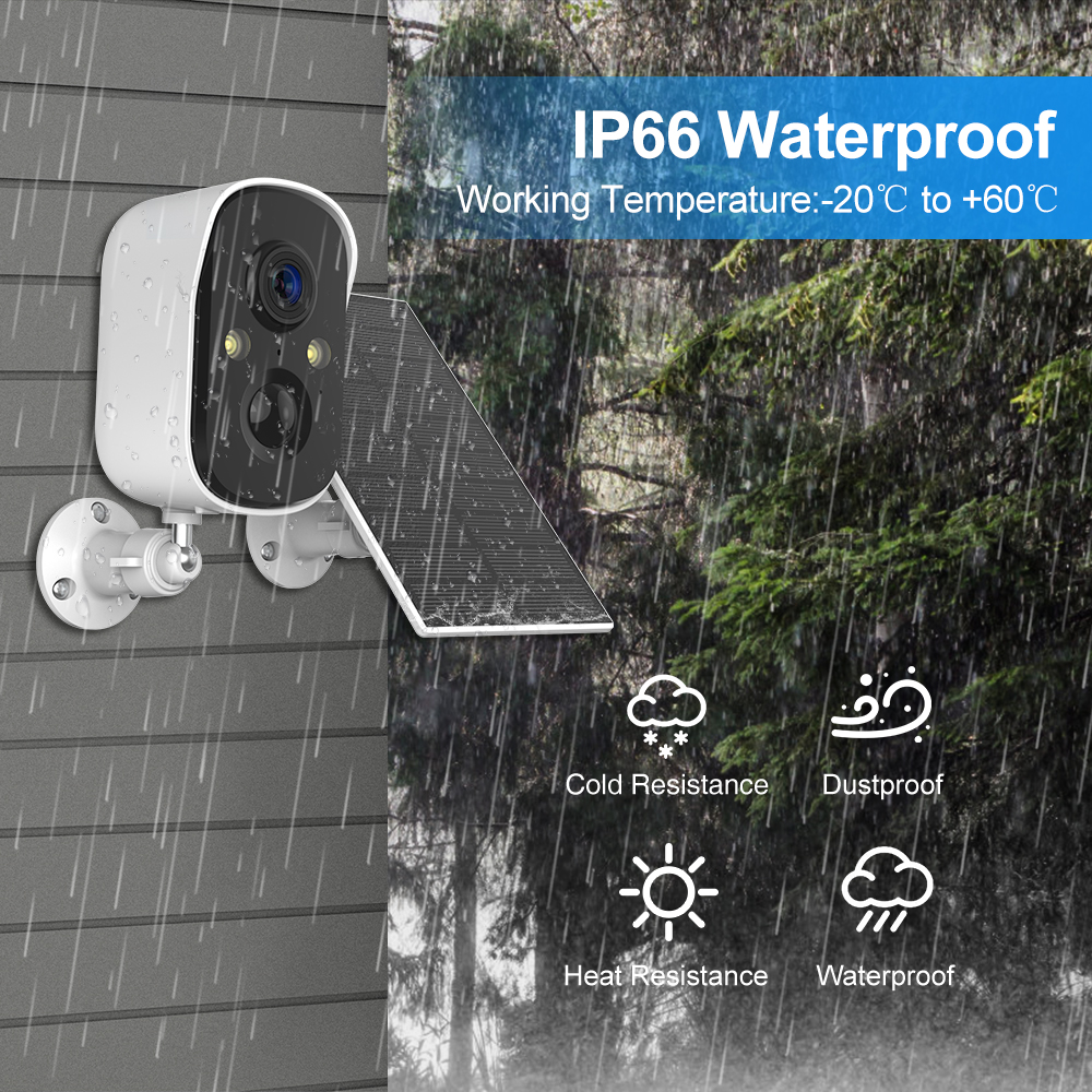 US$ 69.99 - 1080P Battery Powered Security WiFi Camera with Solar Panel ...