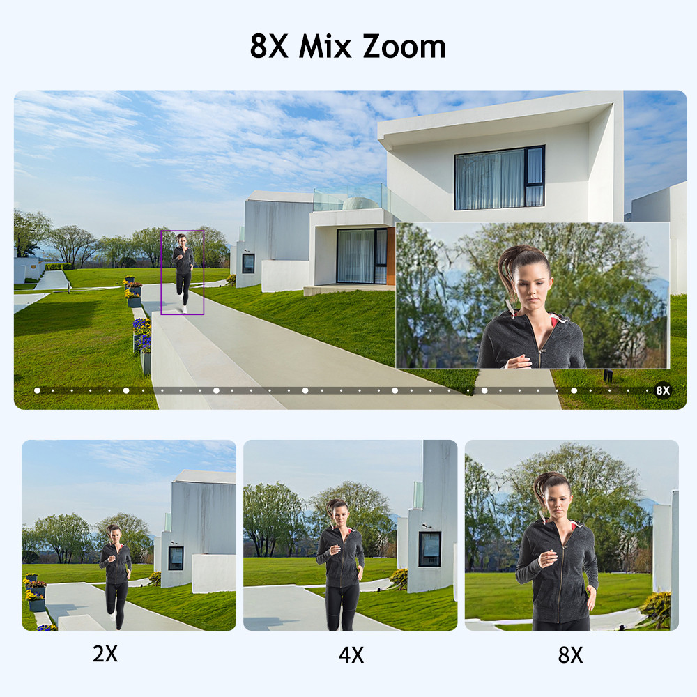 8MP WiFi PTZ Camera 8X Zoom Dual Lens Wireless Camera Two-way Audio ...