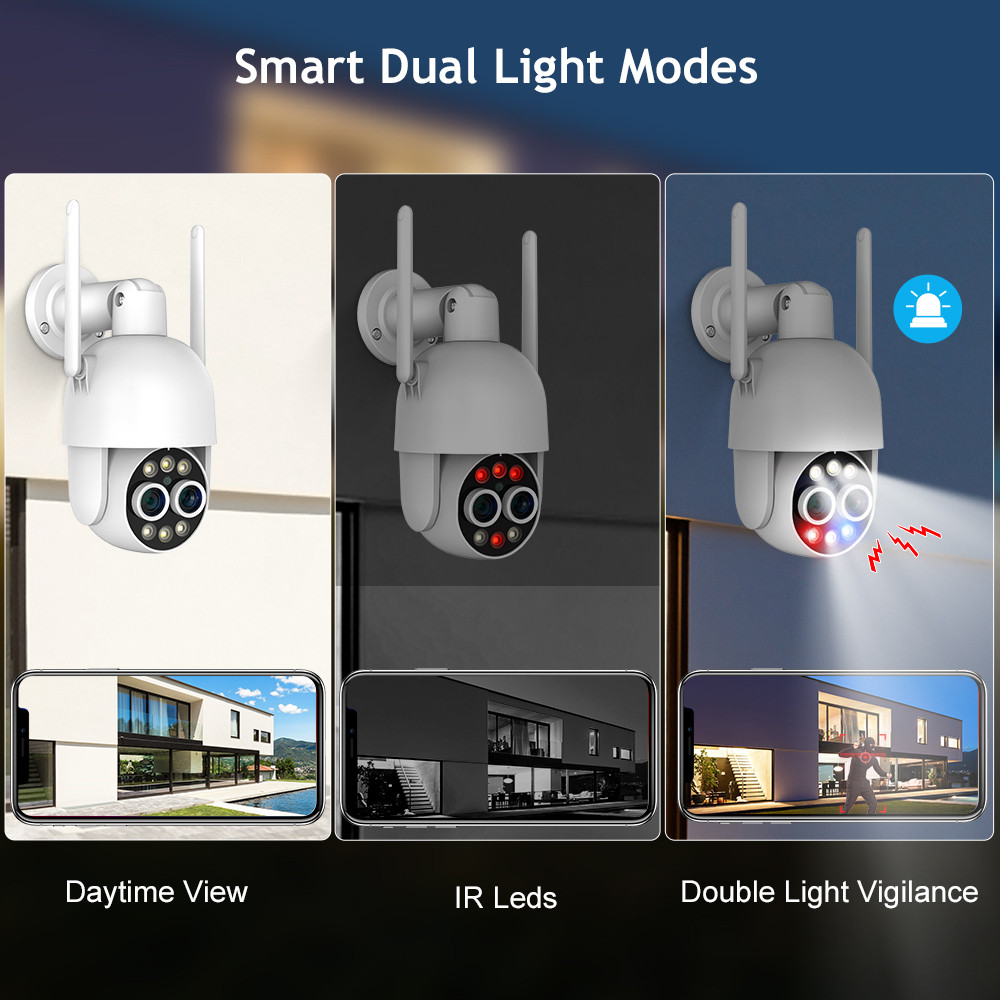 8MP WiFi PTZ Camera 8X Zoom Dual Lens Wireless Camera Two-way Audio Humanoid Auto Tracking 4K ...