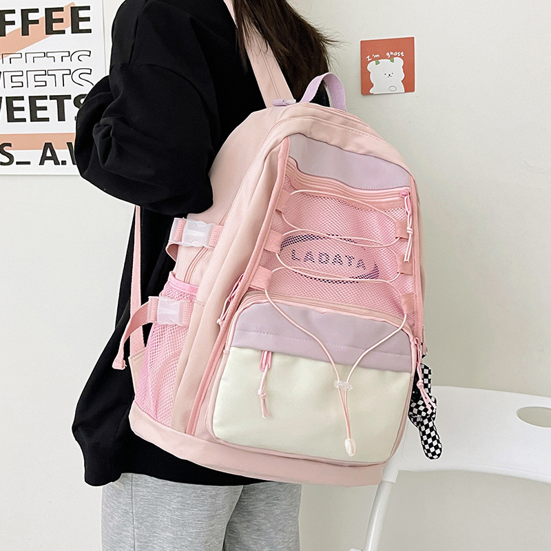 Schoolbag Schoolgirl Japanese Backpack Versatile Contrast Color Ins ...