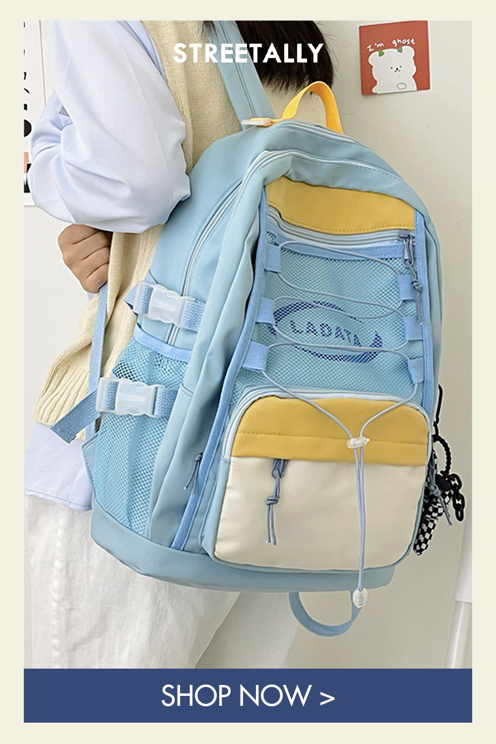 Schoolbag Schoolgirl Japanese Backpack Versatile Contrast Color Ins ...