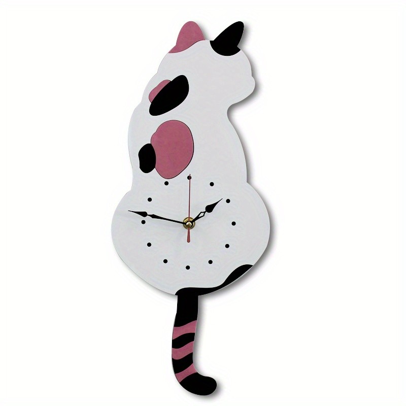 1pc Black Cat Pendulum Wall Clock, Cat Clock, Cat Clock With Moving ...