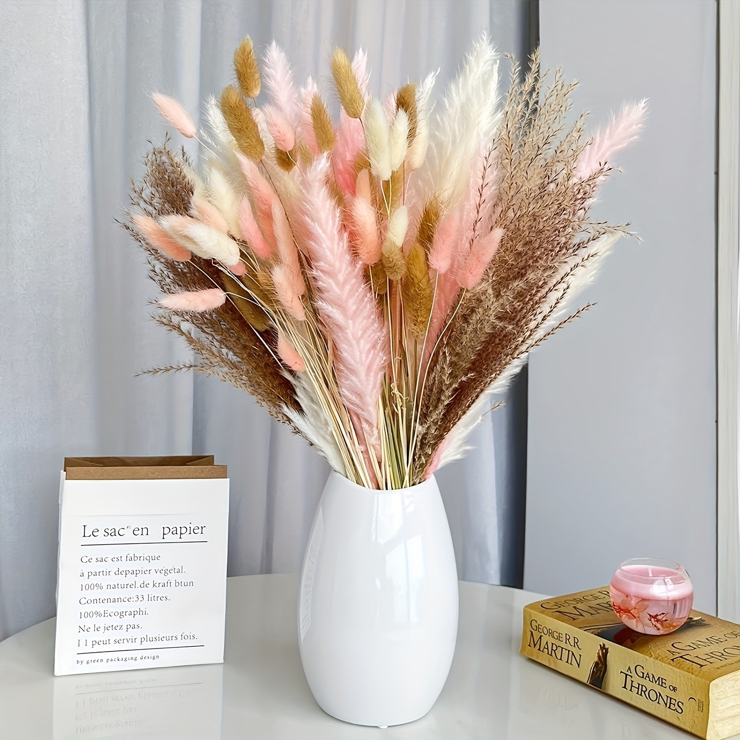 50pcs, White Pampas Grass, Natural Dried Pompous Grass, For DIY ...