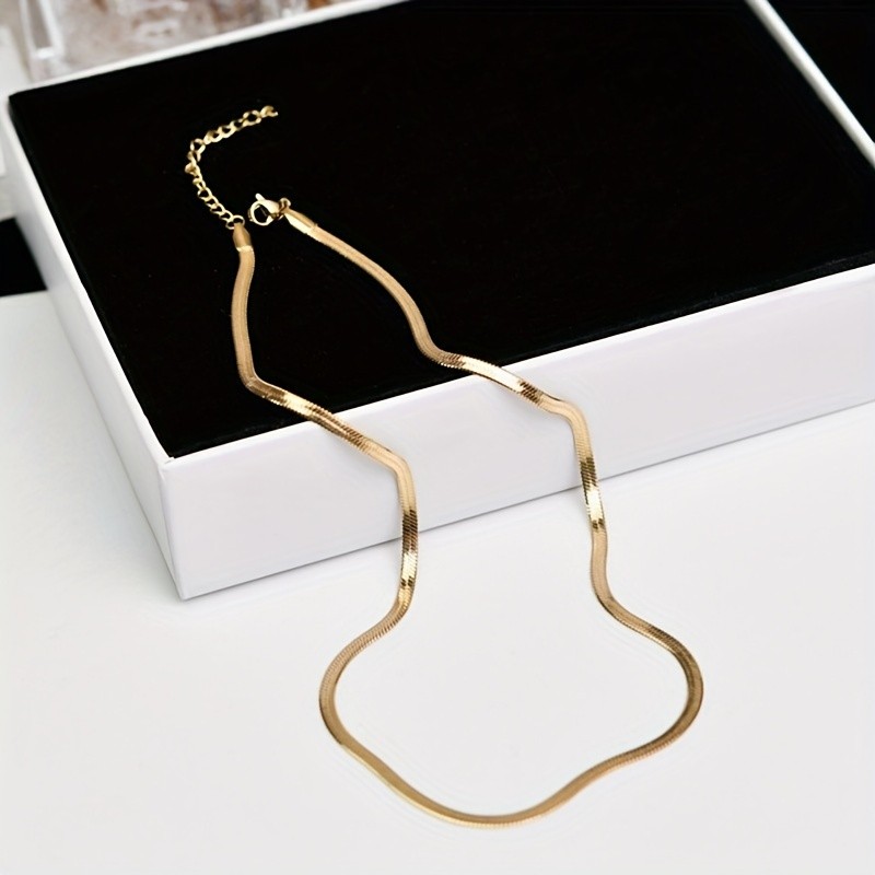 Never Fade Stainless Steel Blade Chain Clavicle Chain Unisex Flat Snake ...