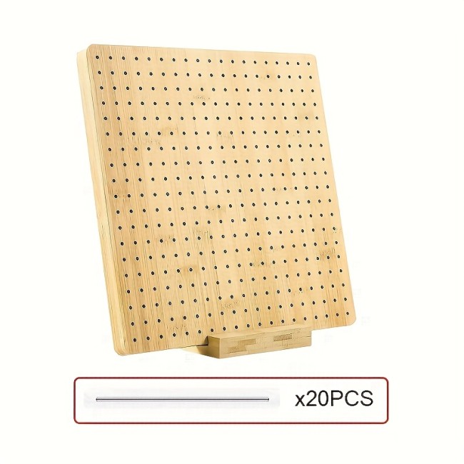 1 Set Of Wooden Crochet Blocking Project, With 20 Iron Sticks And 1 Base