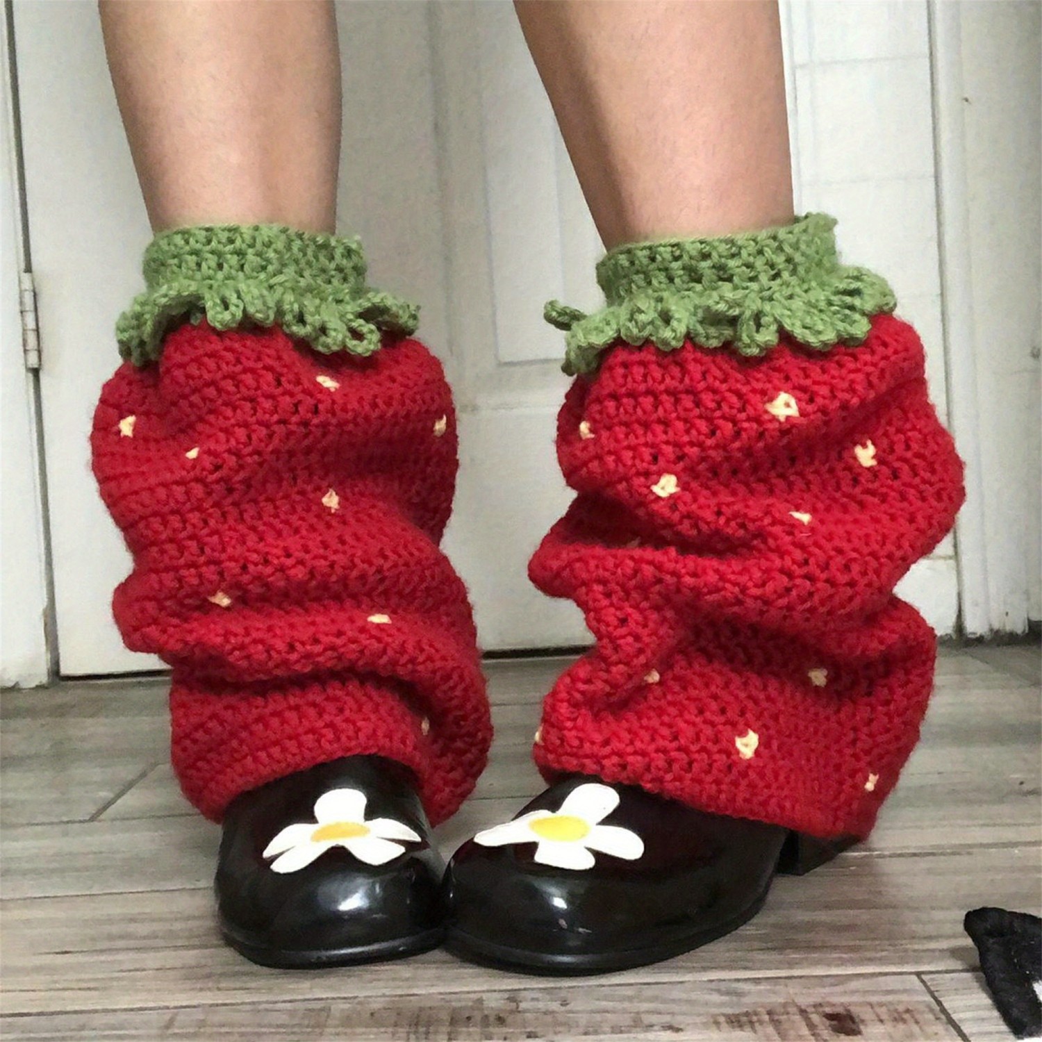 Women Knit Leg Warmers Contrast Color Cute Knee High Socks Aesthetic ...