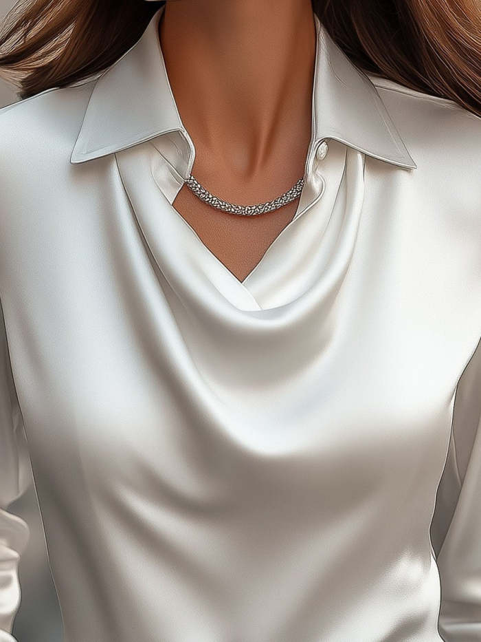 Elegant Draped Neckline Women's Top
