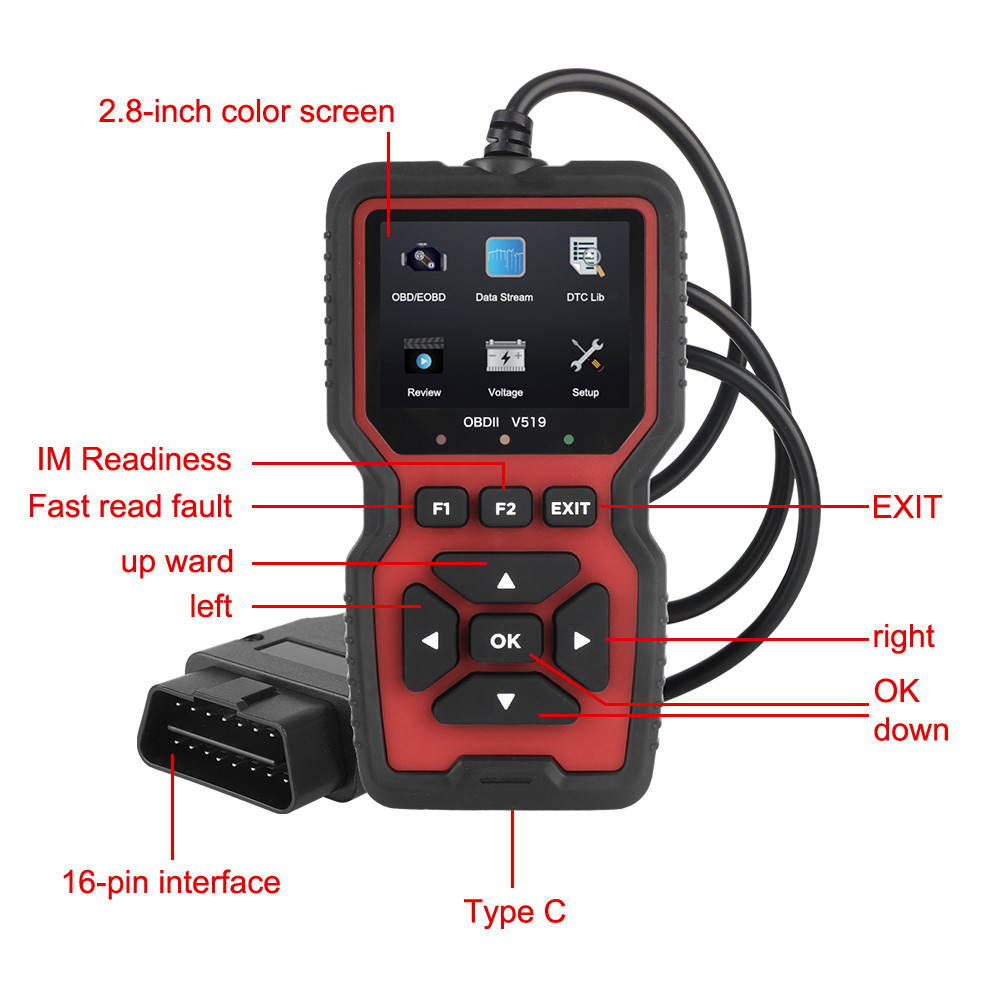 OBD2 V519 OBDii Scanner Automotive Fault Diagnosis Instrument Battery ...
